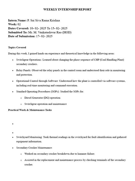 Weekly Internship Report Week 2 Insights Pdf