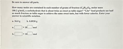 Solved Be Sure To Answer All Parts How Many Moles Are Chegg Com