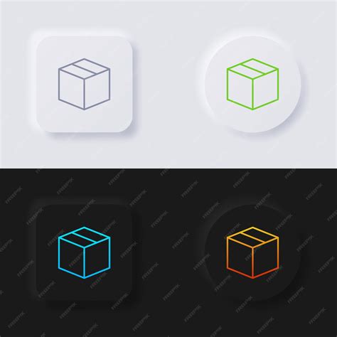 상자 아이콘 웹 디자인 응용 프로그램 Ui 등을 위한 다중 색상 뉴모피즘 버튼 소프트 Ui 디자인 설정 아이콘 버튼 벡터