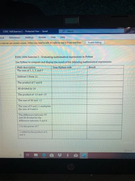Solved COSC 1436 Exercise 2 Protected View Saved Search Chegg Com