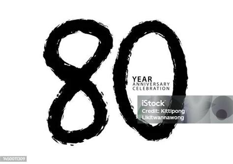 80 주년 기념 축 하 블랙 컬러 로고 타입 벡터 80 숫자 디자인 80 번째 생일 초대장 로고 번호 디자인 벡터 일러스트 레이 션 블랙 브러시 스트로크 그림 2022년에
