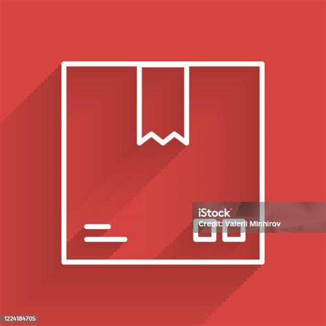 긴 그림자로 격리 된 트래픽 기호 아이콘흰색 라인 골판지 상자입니다 상자 패키지 소포 배송 운송 및 배송 벡터 일러스트레이션 0