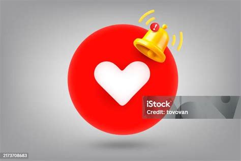 빨간 하트와 알림 벨 3d 벡터 일러스트 레이 션 3차원 형태에 대한 스톡 벡터 아트 및 기타 이미지 3차원 형태 사랑