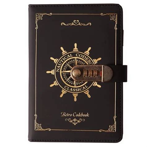 Leather Diary With Combination Lock Nautical Pattern Secret Password