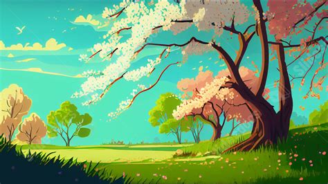 Spring Grass Peach Tree Powerpoint Background For Free Download Slidesdocs