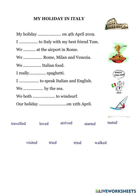 Regular Verbs Holiday In Italy Worksheet In 2025 4th Grade