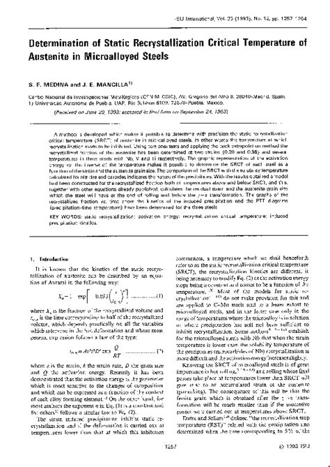 Pdf Determination Of Static Recrystallization Critical Temperature Of Austenite In
