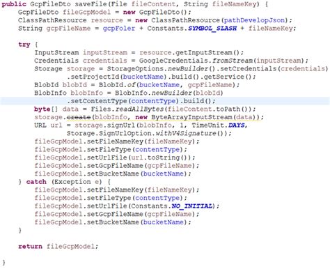 Implementación de API de Cloud Storage en archivos Java