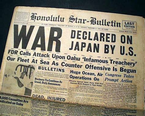 rare honolulu newspaper on pearl harbor the best war declared issue
