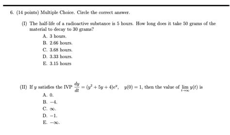Solved 6 14 Points Multiple Choice Circle The Correct