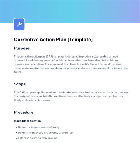 Corrective Action Plan Template Scribe