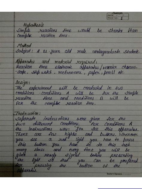 Reaction Time Experiment Pdf