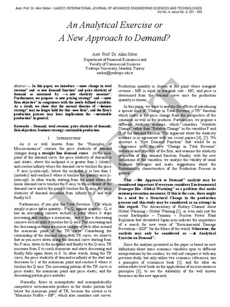 1 Ijaest Vol No 4 Issue No 2 An Analytical Exercise Or A New Approach To Demand 001 003 Pdf