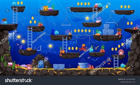2d Arcade Game Underwater Landscape Level Stock Vector Royalty Free 2237393541 Shutterstock