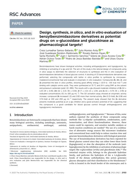 Pdf Design Synthesis In Silico And In Vitro Evaluation Of