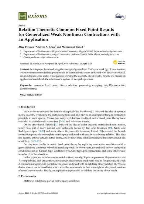 Pdf Relation Theoretic Common Fixed Point Results For Generalized