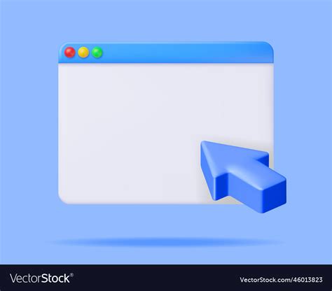 D Browser Window With Mouse Cursor Royalty Free Vector
