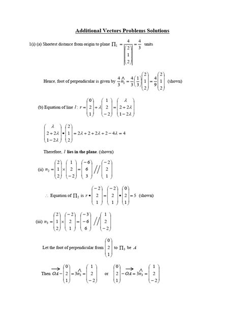Vectors Problems Solutions Pdf Mathematical Analysis Applied Mathematics