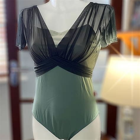 Green Ballet Leotard Ballet Leotard Bodysuit Womens Etsy