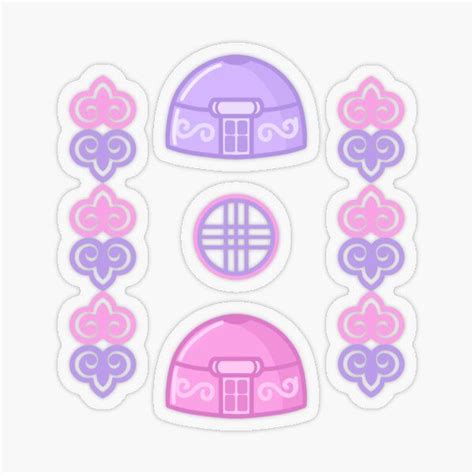 Cute Yurt 2 Sticker With Sun Moon And Rainbow
