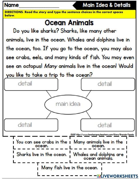 Main Idea And Supporting Details Interactive Activity For 2 Live