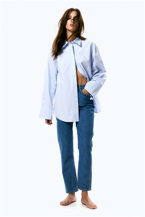 Mom Ultra High Ankle Jeans Light Denim Blue Ladies Handm Us