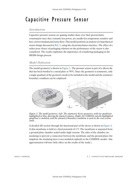 Models Mems Capacitive Pressure Sensor Pdf Pdf Capacitor Linear Elasticity