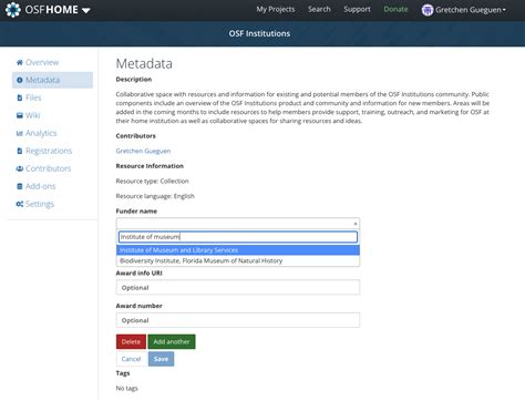 Add Metadata To Your Osf Project Osf Support
