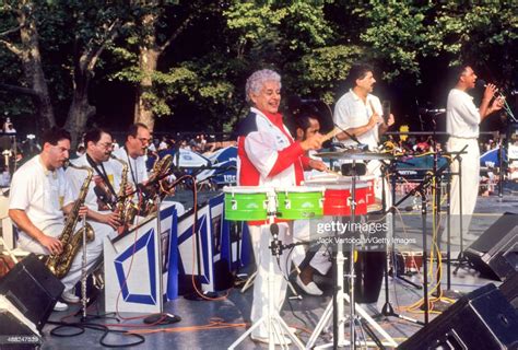 American Bandleader Tito Puente Plays Timbales As He Leads His Latin
