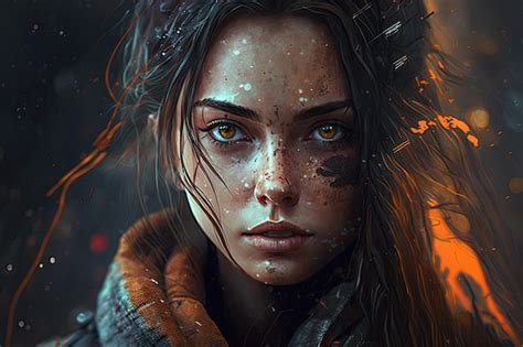 Premium Photo Fantasy Portrait Of A Warrior Girl As A Witch Generative Ai