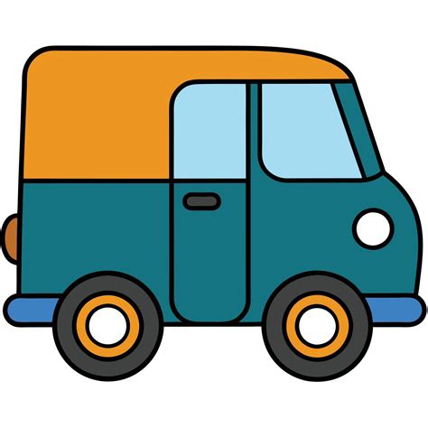 A Small Van With Orange And Blue Wheels 51289078 Vector Art At Vecteezy