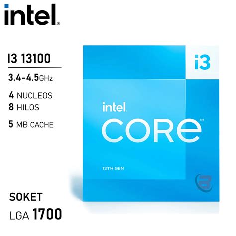 Procesador Intel Core I3 13100 3 40ghz 4 Núcleos 8 Hilos Lga1700 13va