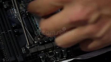 Installing The Cpu On The Motherboard On Socket Stock Footage Video