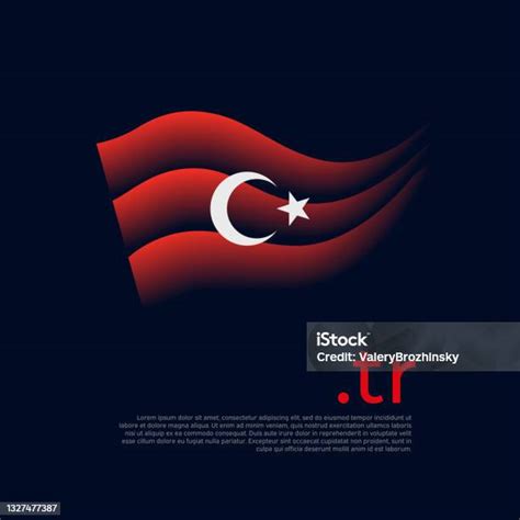 터키 플래그 어두운 배경에 터키 국기의 색깔의 줄무늬 Tr 도메인 텍스트 장소와 국가 포스터의 벡터 양식화 된 디자인 국가 애국 배너 칠면조 커버 0명에 대한 스톡 벡터