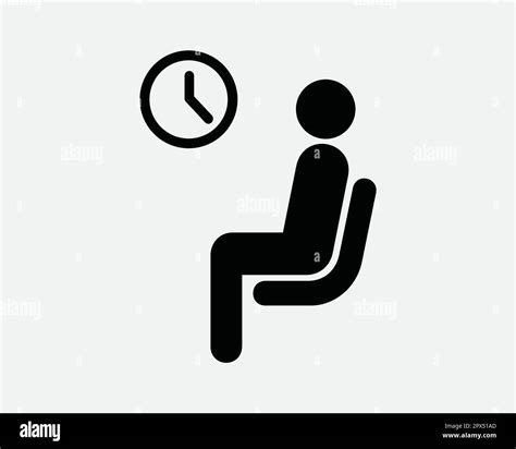 Waiting Room Icon Man Sit On Chair Lounge Wait Area Airport Hospital Office Patience Sign