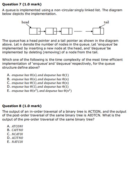 Question 5 10 Mark Assume An Integer Typed Queue