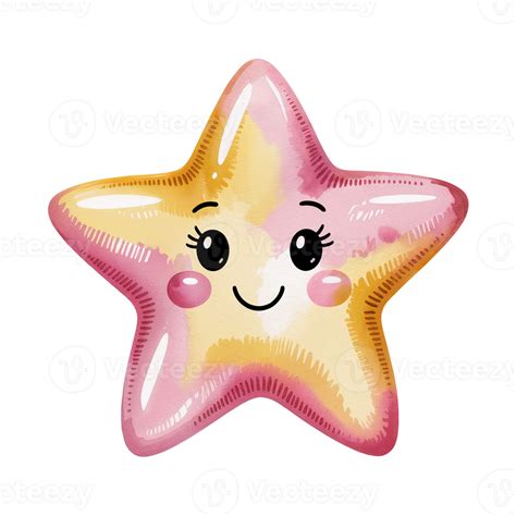 A Cute Star Shape With Eyes And A Wide Smile 73522146 Png