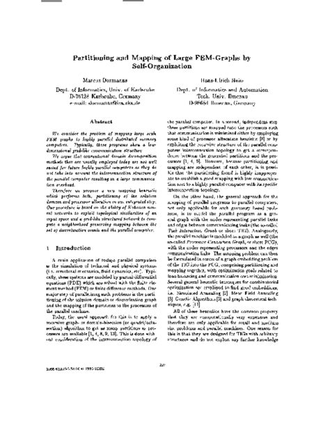 Pdf Partitioning And Mapping Of Large Fem Graphs By Self Organization Hans Ulrich Heiss
