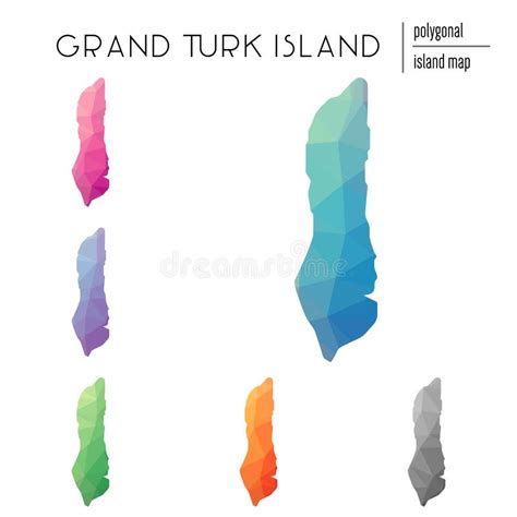 Set Of Vector Polygonal Grand Turk Island Maps Stock Vector