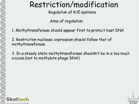 Msu Skol Tech Restriction Modification Restriction Modification Restriction