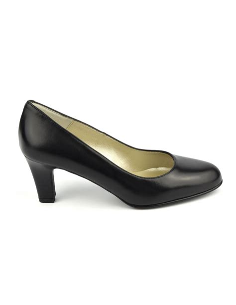 Round Toe Pumps Small Heels Smooth Black Leather Bf563d Liliboty
