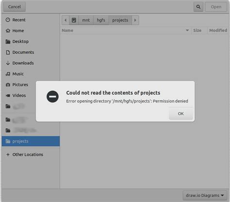 Permission Denied Opening VMware Shared Folder Issue 1287 Jgraph
