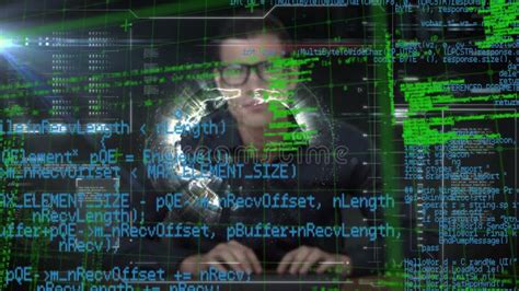 Animation Of Data Processing And World Map Over Caucasian Male Hacker Stock Video Video Of