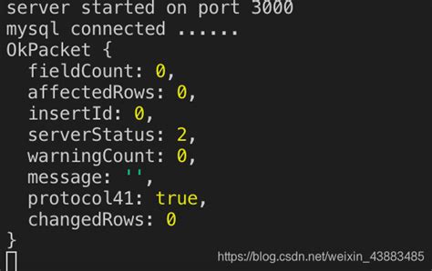 Node连接mysql 创建数据库和表server Started On Port 3000 Csdn博客
