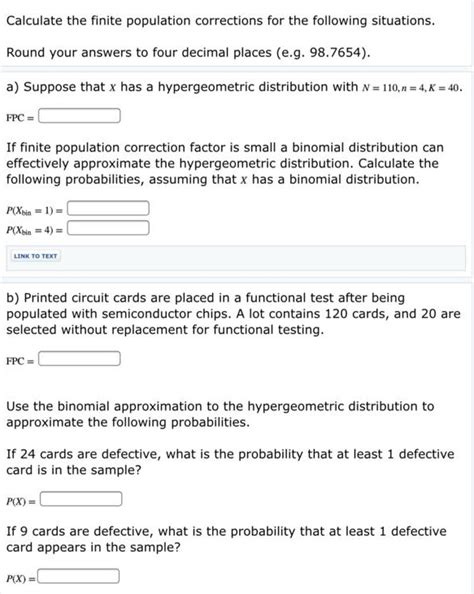 Solved Calculate The Finite Population Corrections For The Chegg