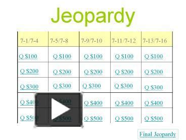 PPT Jeopardy PowerPoint Presentation Free To Download Id 4bcbae ODNlO