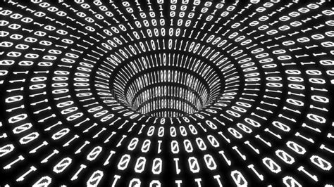 3d Binary Code Spiraling Into Digital Vortex With Orbiting Camera 4k