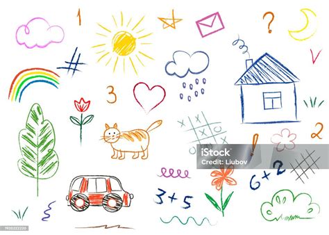 낙서는 아스팔트나 학교 게시판에 분필로 어린이의 손으로 그립니다 간단한 그림 Tictactoe 흰색 배경에 선 크레파스에 대한 스톡 벡터 아트 및 기타 이미지 Istock