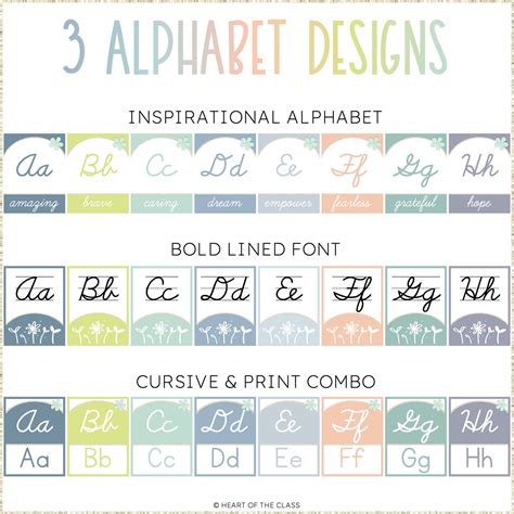 Hello Calm Classroom Cursive Alphabet Posters Heart Of The Class