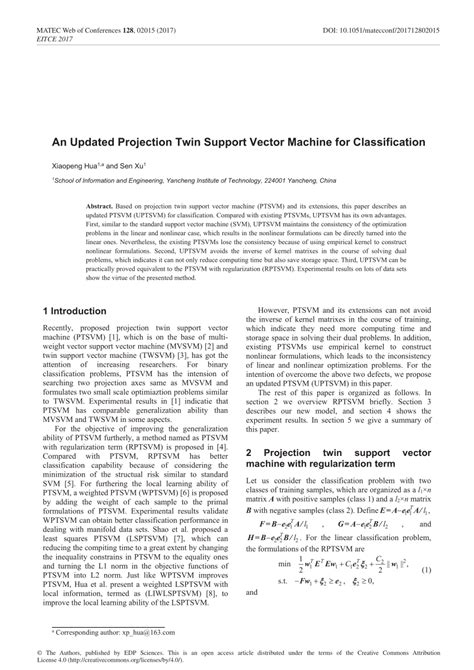 pdf an updated projection twin support vector machine for classification
